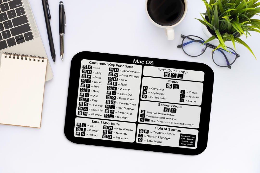 Macos Commands Mouse Pad: Apple Keyboard Shortcuts Desk Accessory - Etsy