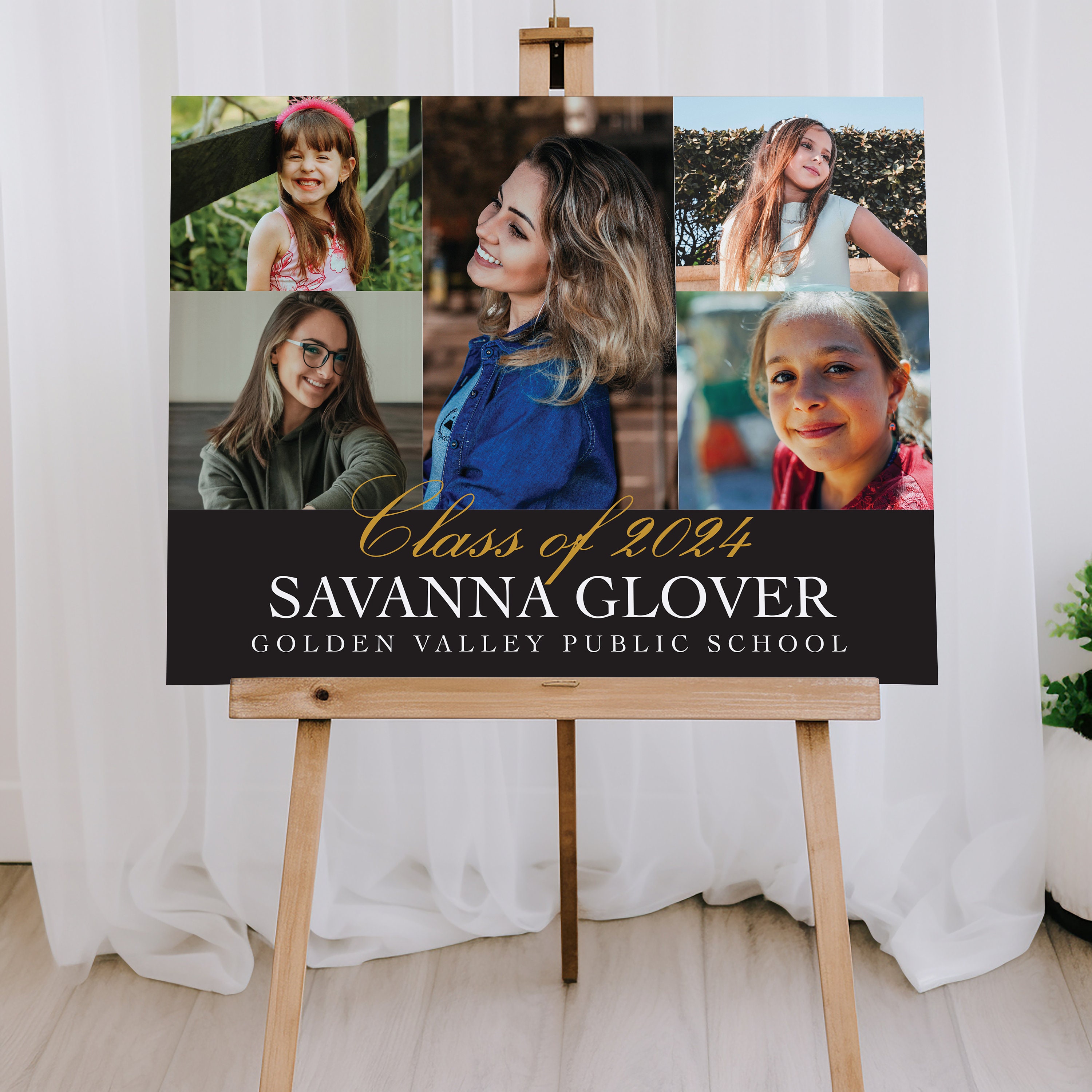 5 Photo Class of 2024 Graduation Collage Grad Party Welcome Sign, High ...