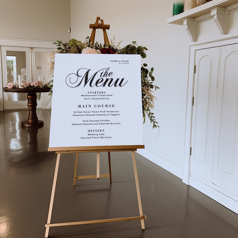 Wedding Dinner Menu Signs, Custom Dinner Party Menus, Couple's Wedding ...