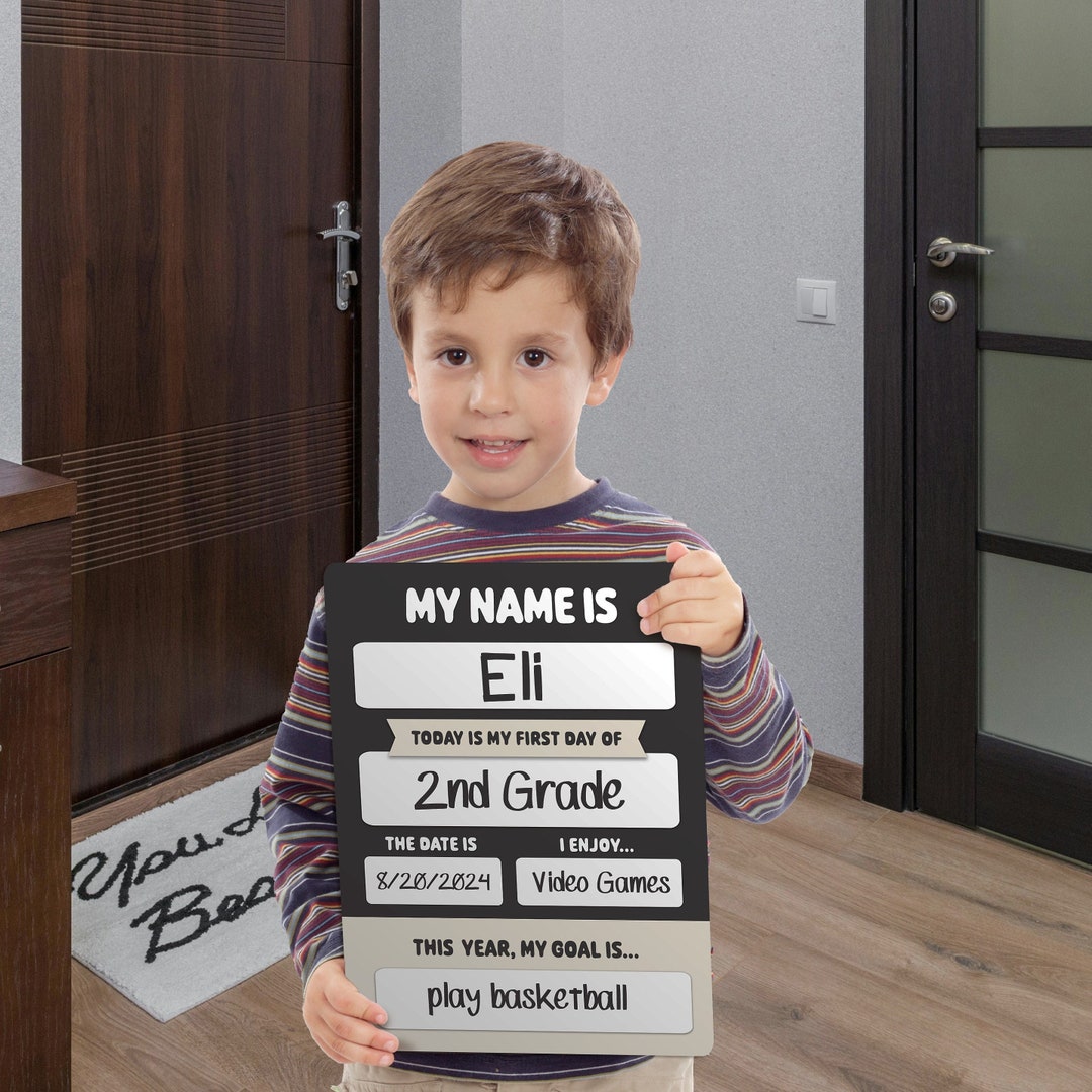 First Day of School Sign, Back to School Reusable Dry Erase Board, "my ...