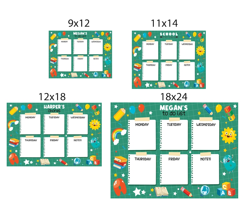 Customizable Kids Chore Chart: Dry Erase Weekly Planner Board - Etsy