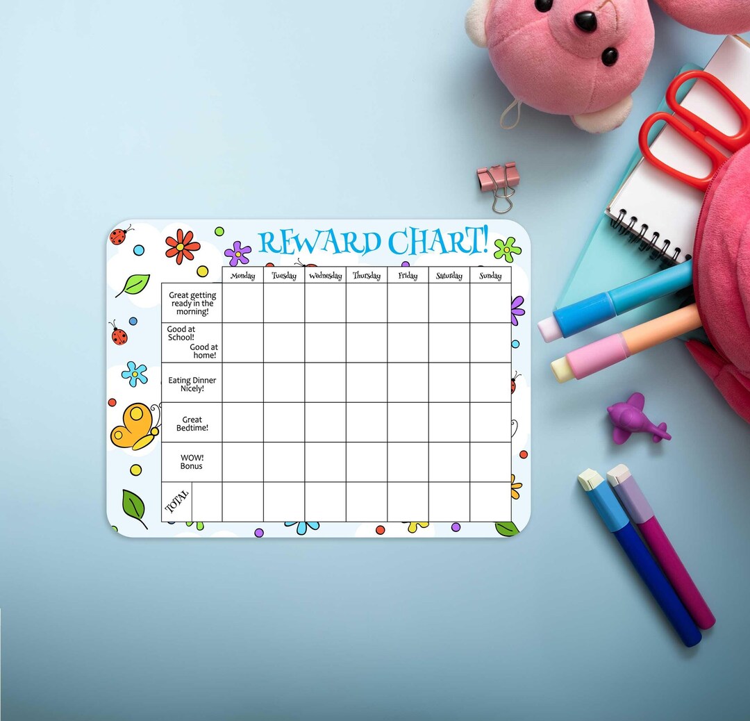 Dry Erase Chore Board for Kids, Weekly Planner Reward Chart, Whiteboard ...