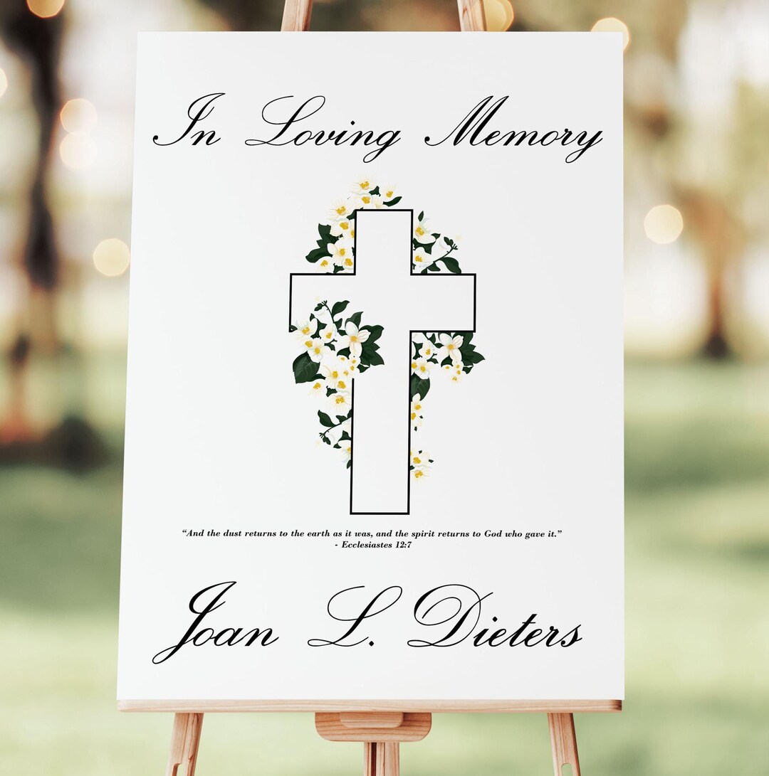Funeral Welcome Sign - Customizable With Bible Verse - Celebration of ...