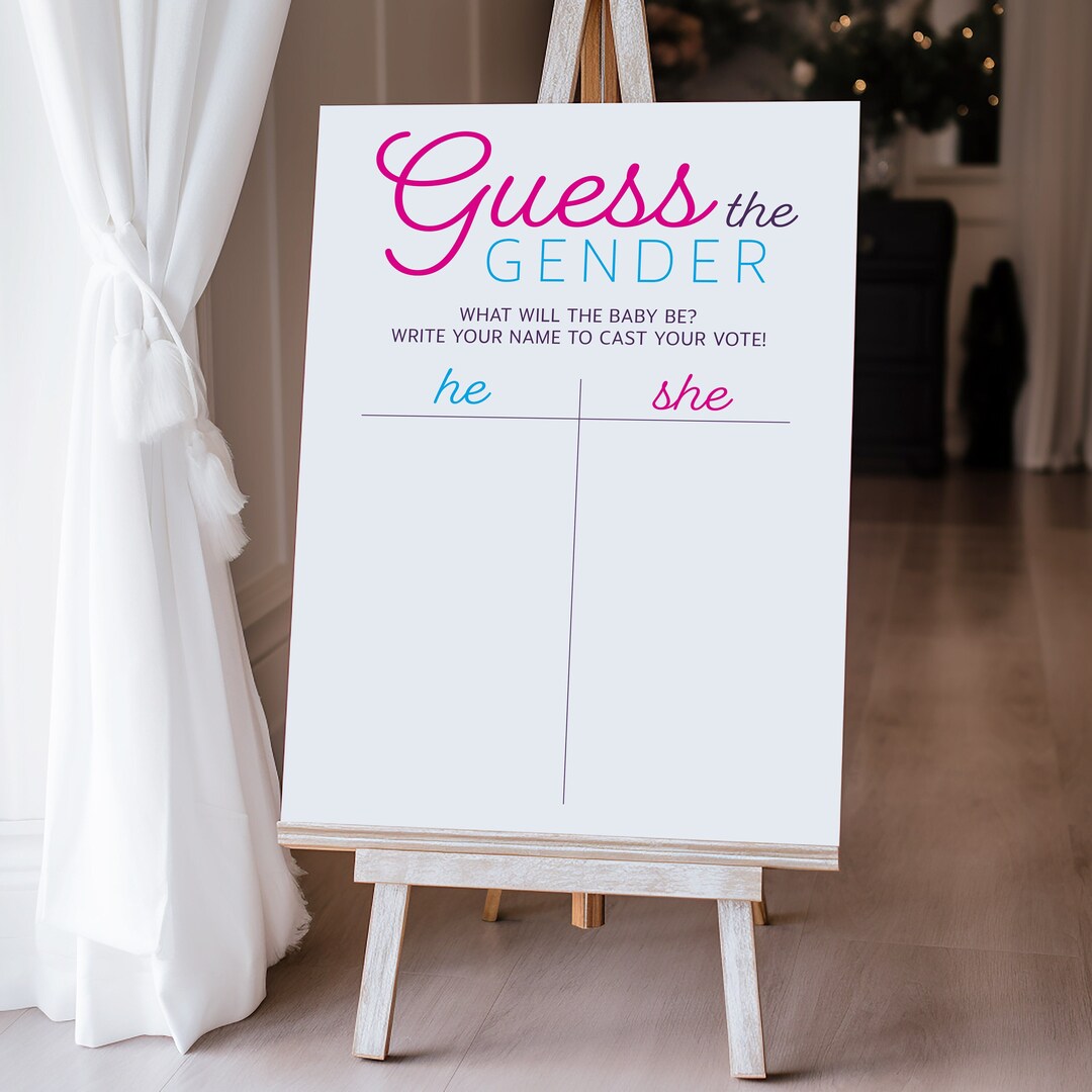 Gender Reveal Voting Sign: Pink and Blue Baby Shower Decor - Etsy