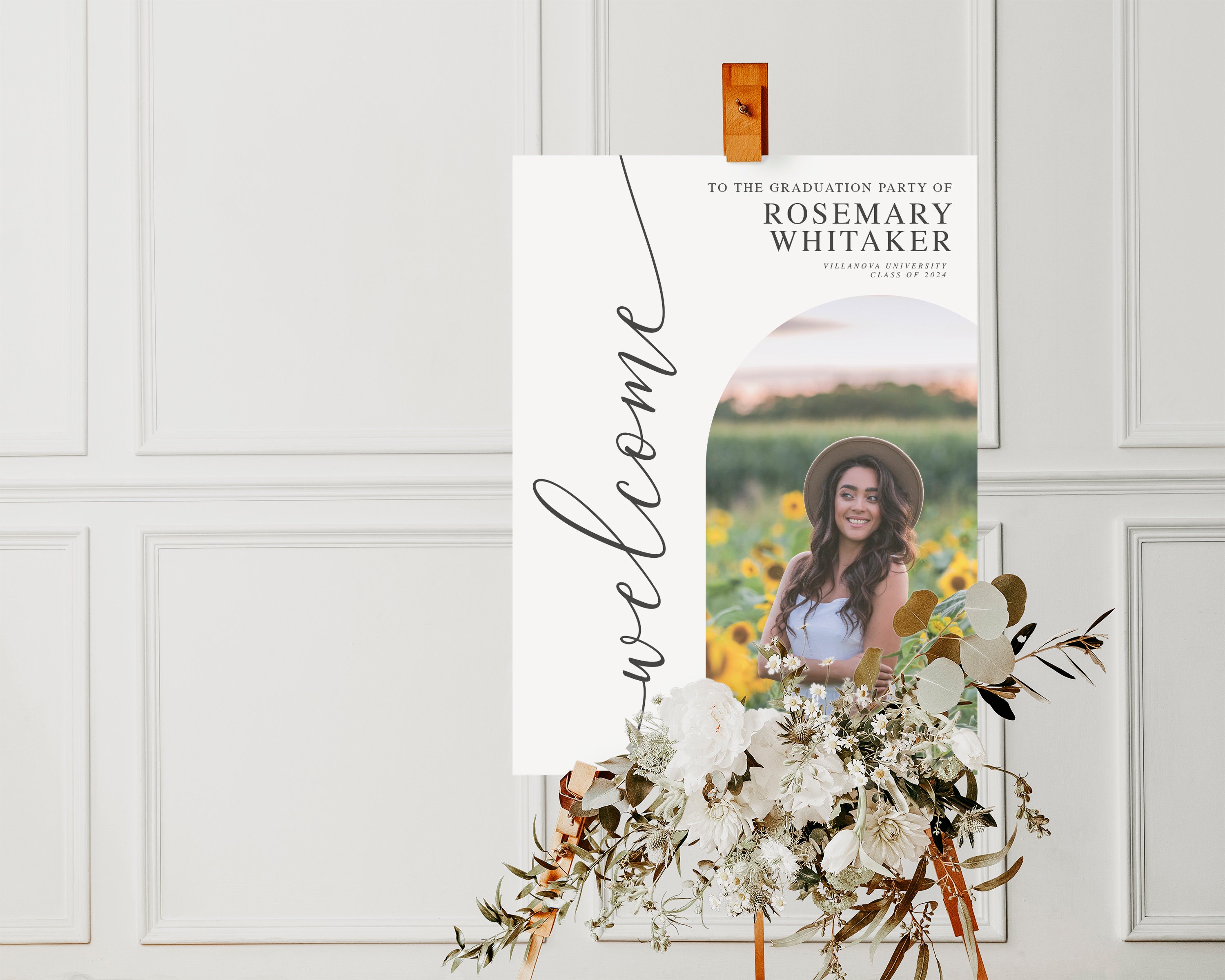 Arched Photo Modern Graduation Welcome Sign, School/college Class of ...