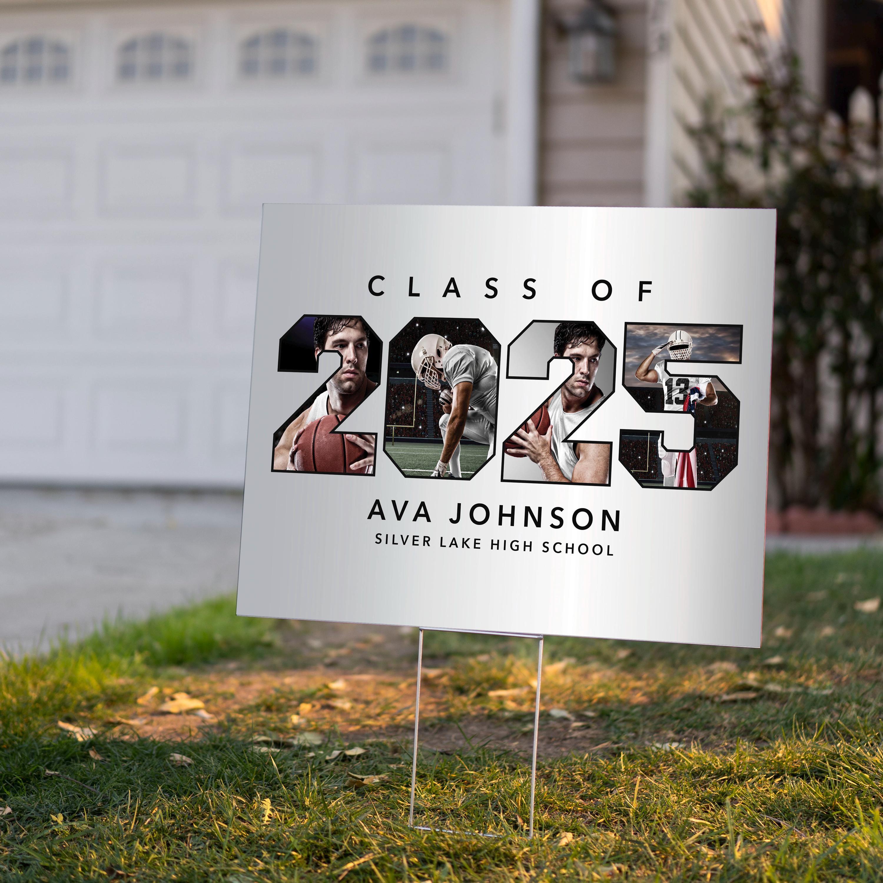 Custom Senior Yard Sign Collage - 24"x18'' Coroplast Yard Sign With H ...