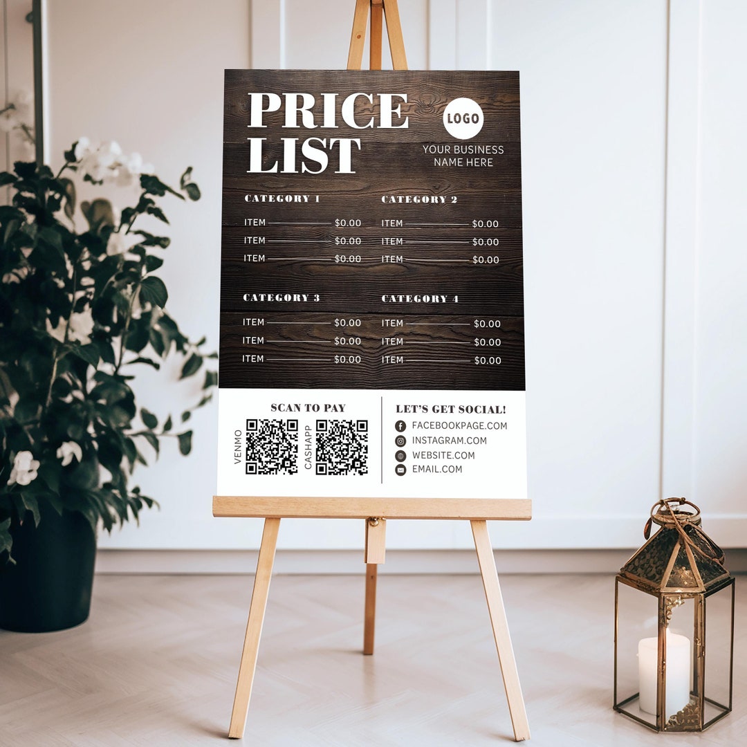 Vendor Pricing Signs, Craft Fair Scan-to-pay Sign, Farmer's Market ...