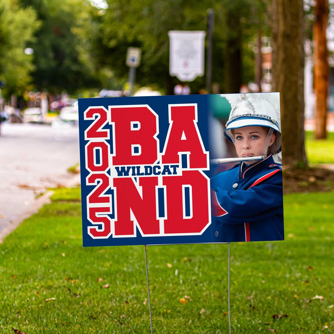 Custom Marching Band Yard Sign: Photo, Name, School Colors (24''x18 ...