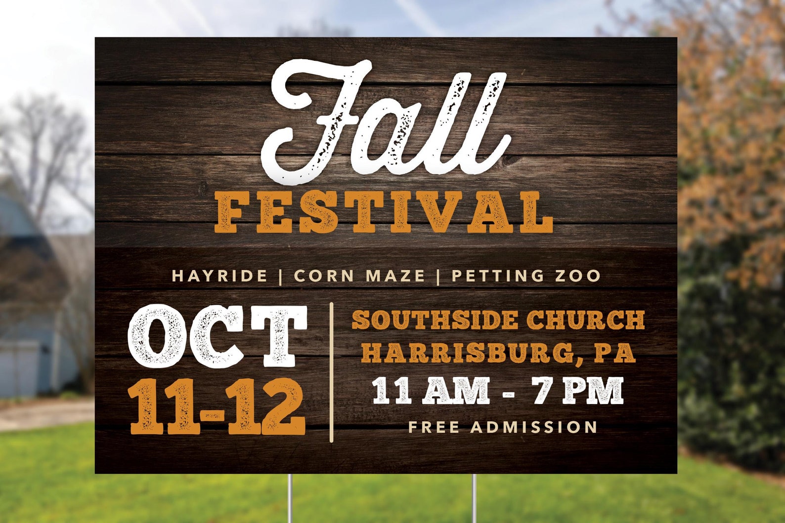 Outdoor Event Promo Sign for Lawn, 24''x18'' Coroplast Yard Sign W/ H ...