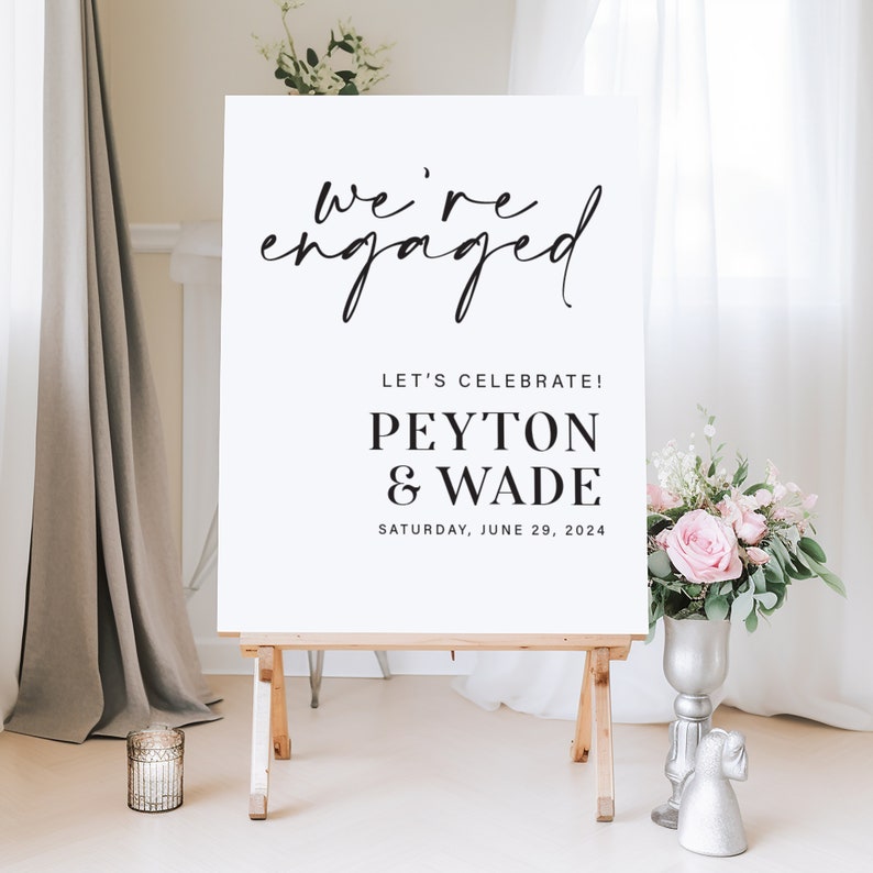 We're Engaged Custom Welcome Sign for Engagement Announcement, Large ...