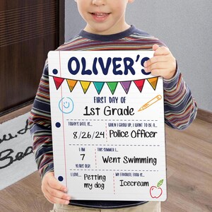 1st Day of School Dry Erase Board, Custom Name, Back-to-school ...