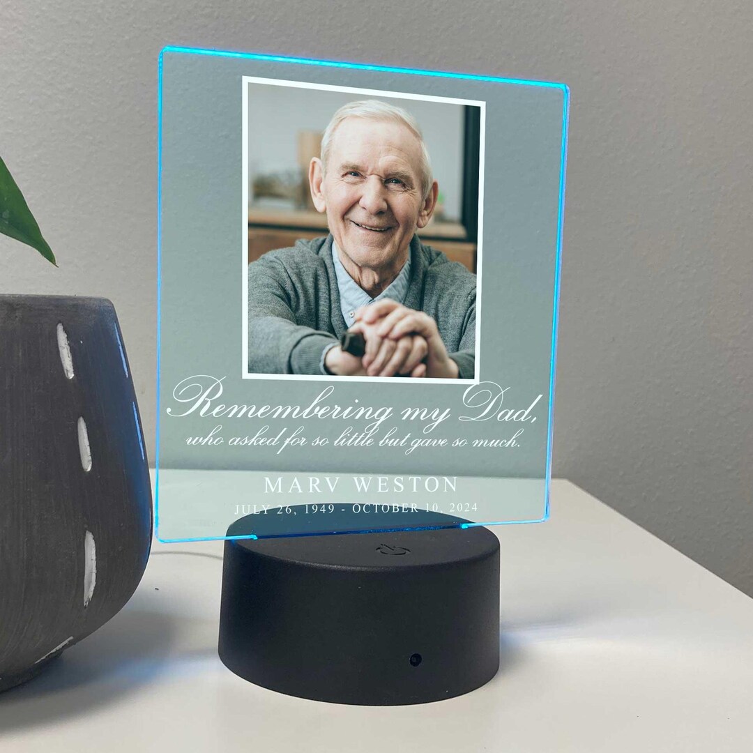 In Loving Memory Light up Table Lamp, Custom Condolence Photo LED ...