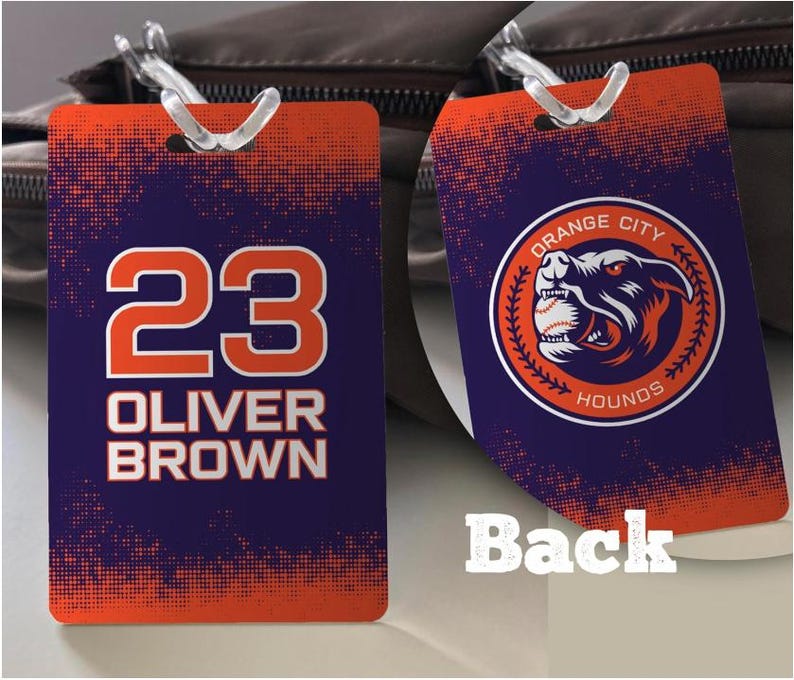 Custom Sports Bag Tag: Personalized Team Logo, Name & Number - Etsy