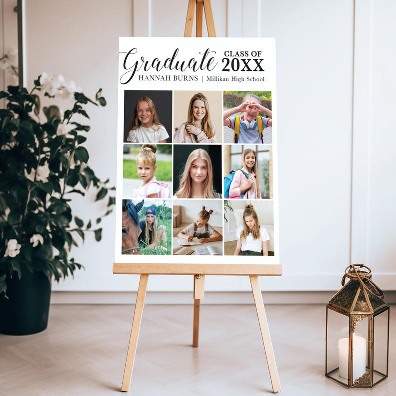 Graduation Photo Collage Board: Party Welcome Sign - Etsy