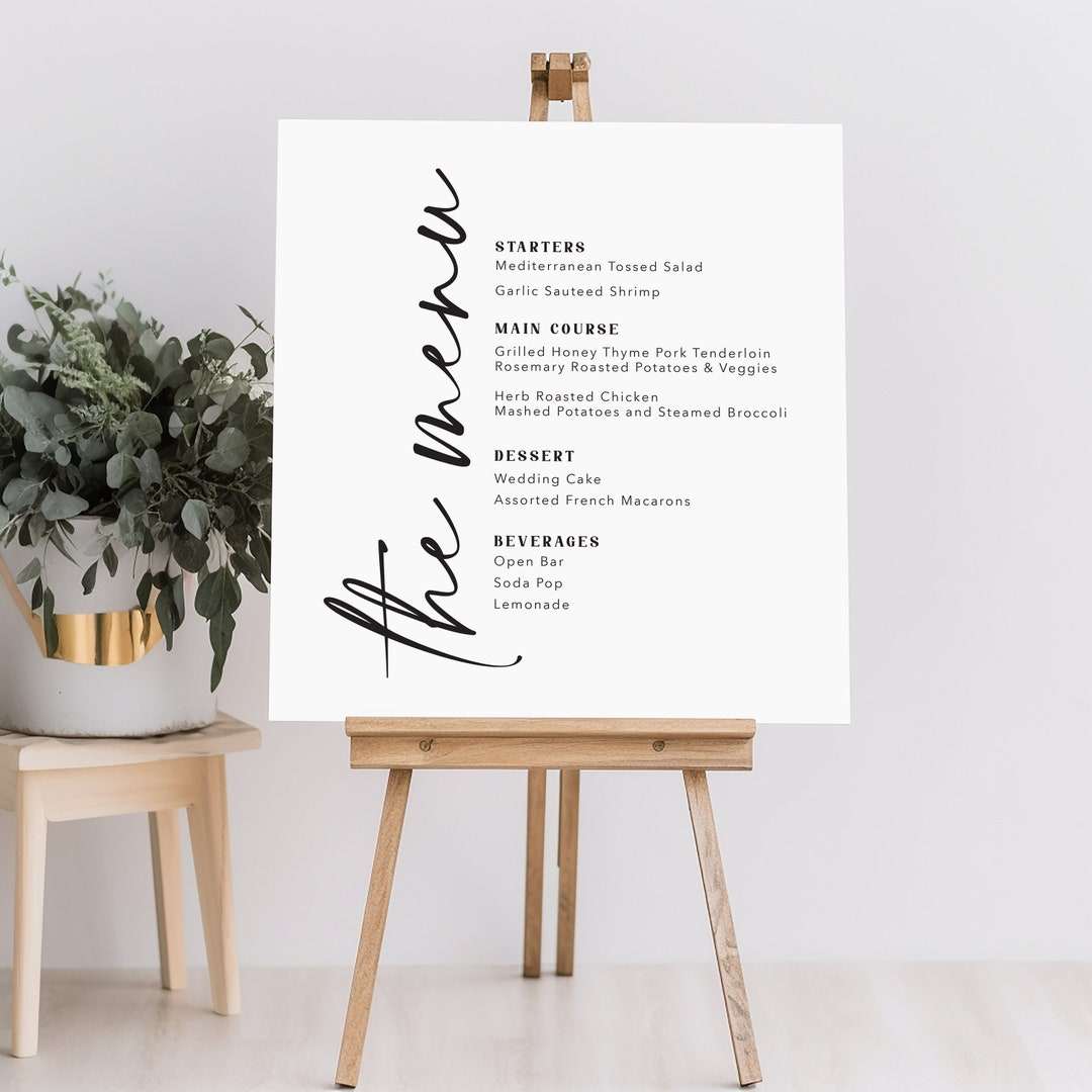 The Menu - Wedding Bar/menu Sign, Custom Dinner Menu, Couple's Wedding ...