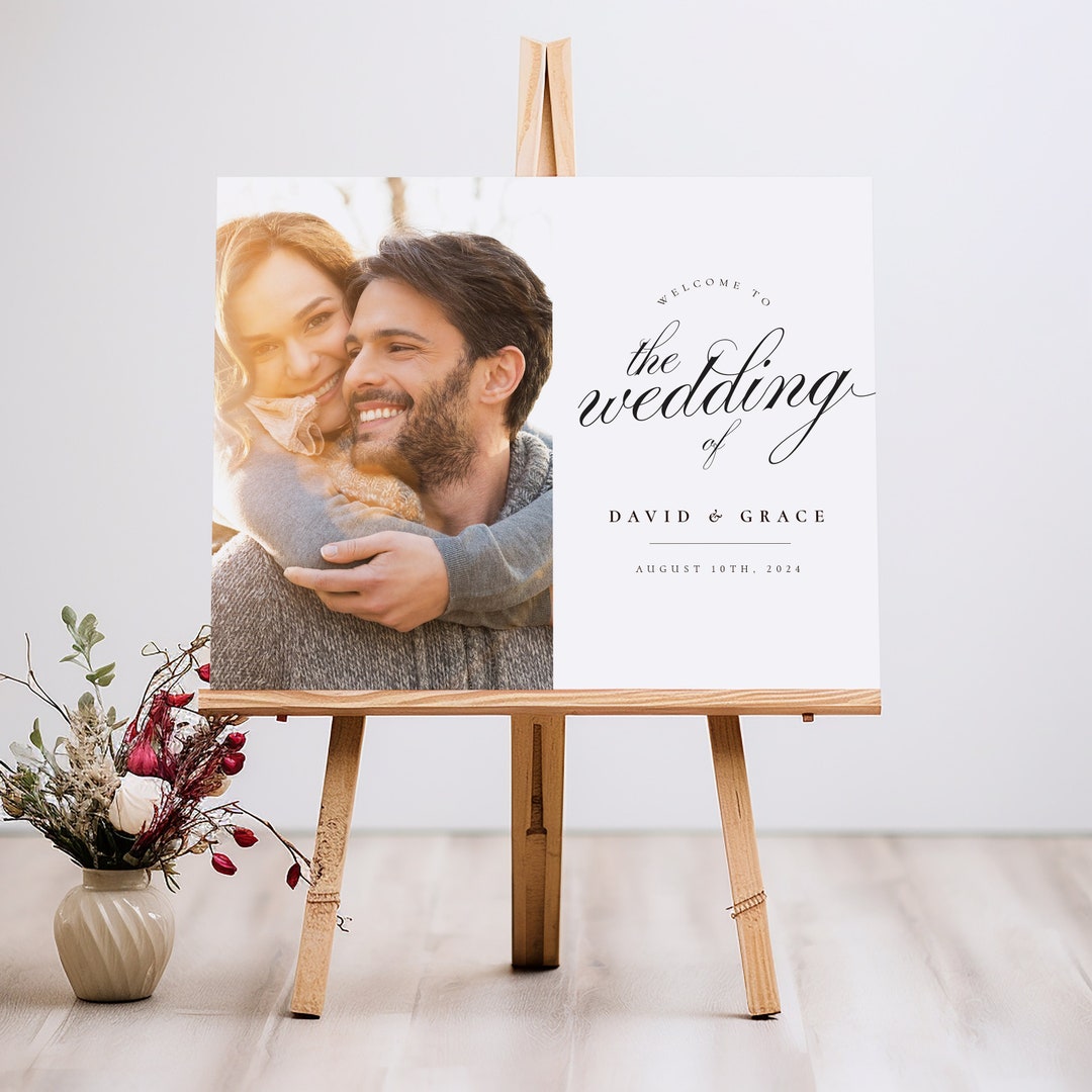 Elegant Welcome to the Wedding Entrance Display W/ Photo, Modern ...