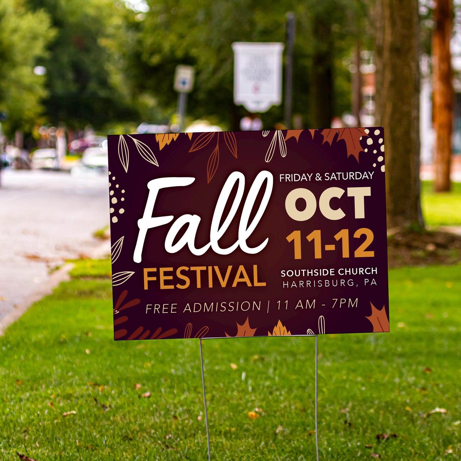 Custom Promotional Event Yard Sign for Fall, 24''x18'' Coroplast Yard ...