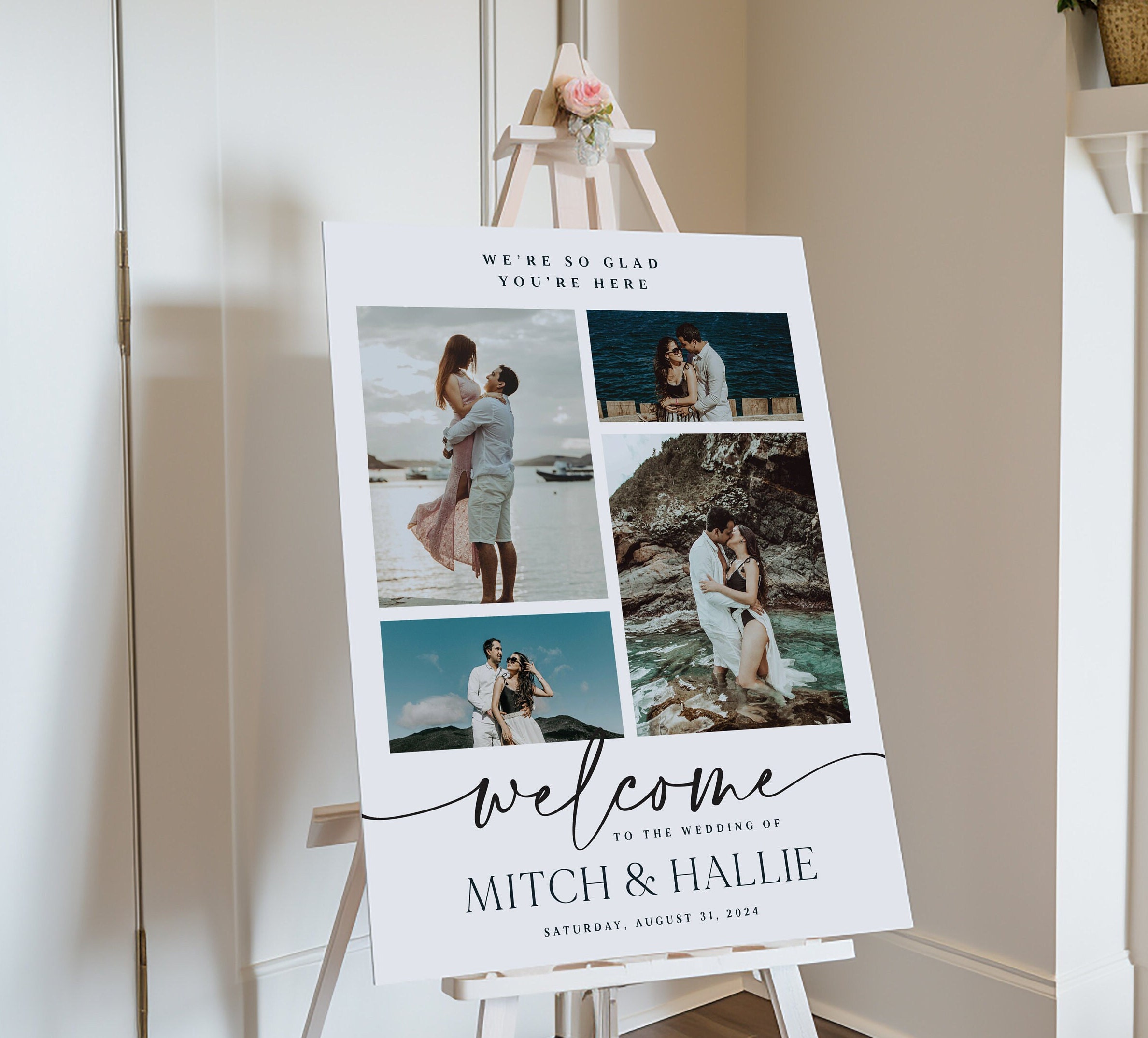 Custom Wedding Welcome Sign With Photo Collage | Personalized Couple ...