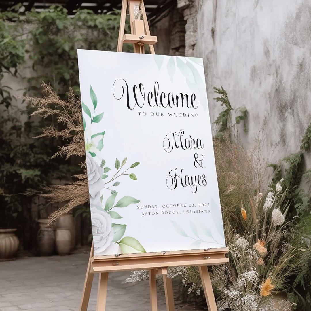 Floral Wedding Welcome Signs, Wedding Party Decor Boards, Nuptial ...