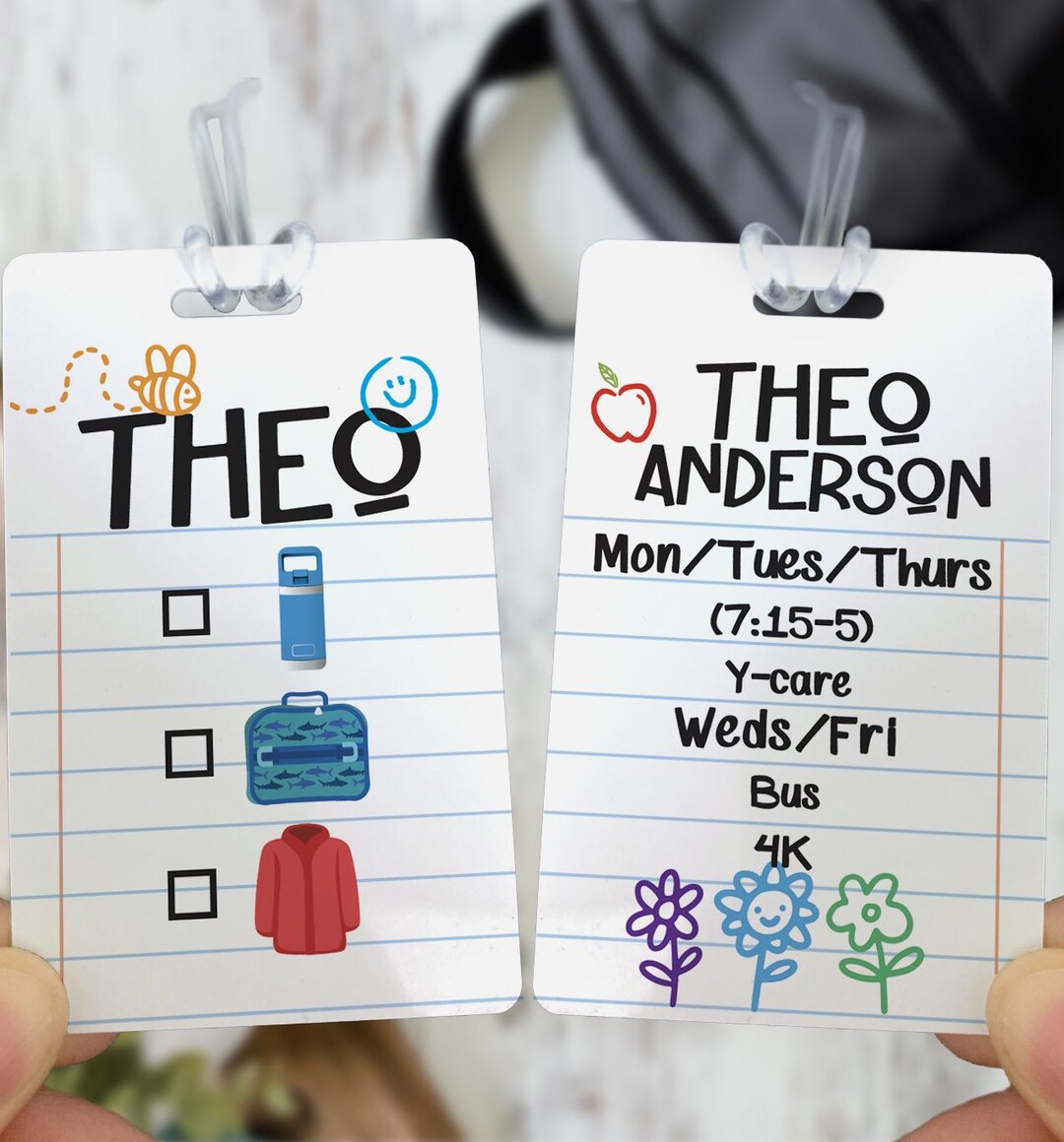 Personalized School Checklist Backpack Tag: Durable Plastic ID - Etsy