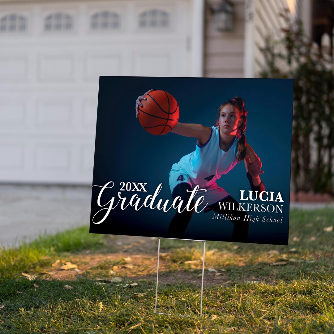 Personalized Graduation Yard Sign: Senior Photo, Name & School (24