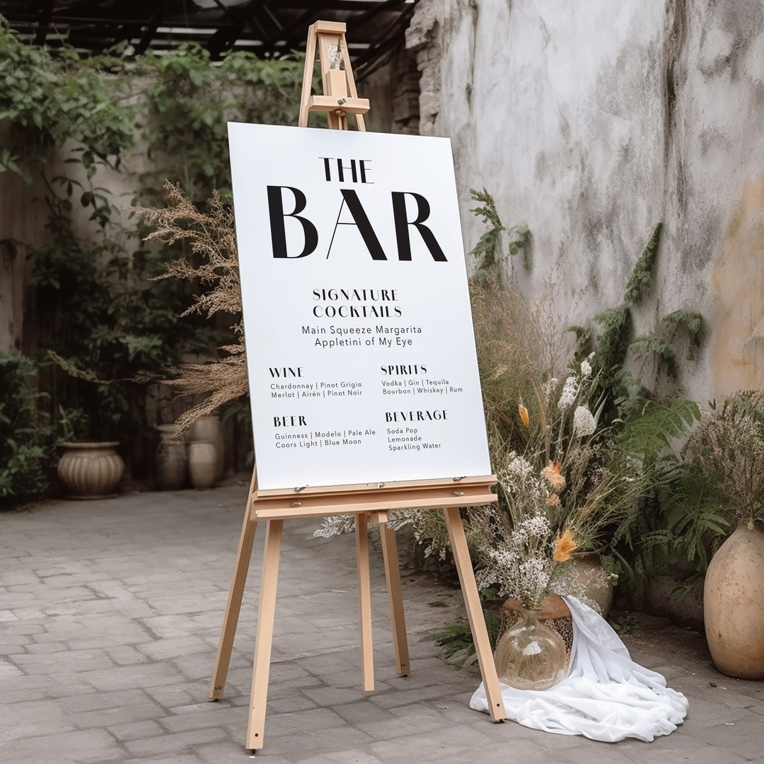 The Bar Wedding Bar/menu Sign, Custom Drinks Menu, Couple's Wedding ...