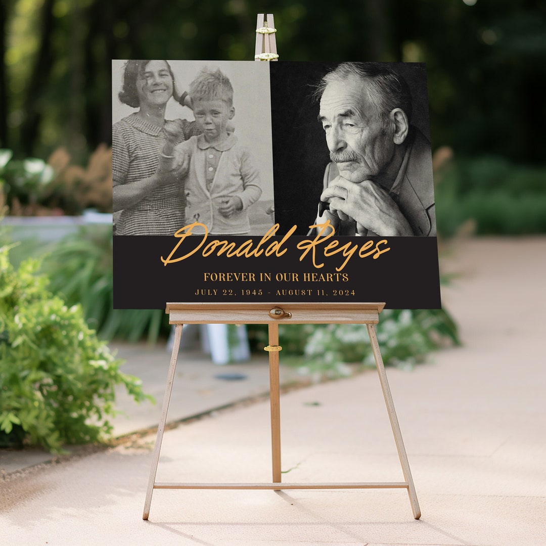 Funeral Photo Welcome Sign, Forever in Our Hearts, Memorial Sign, Large ...