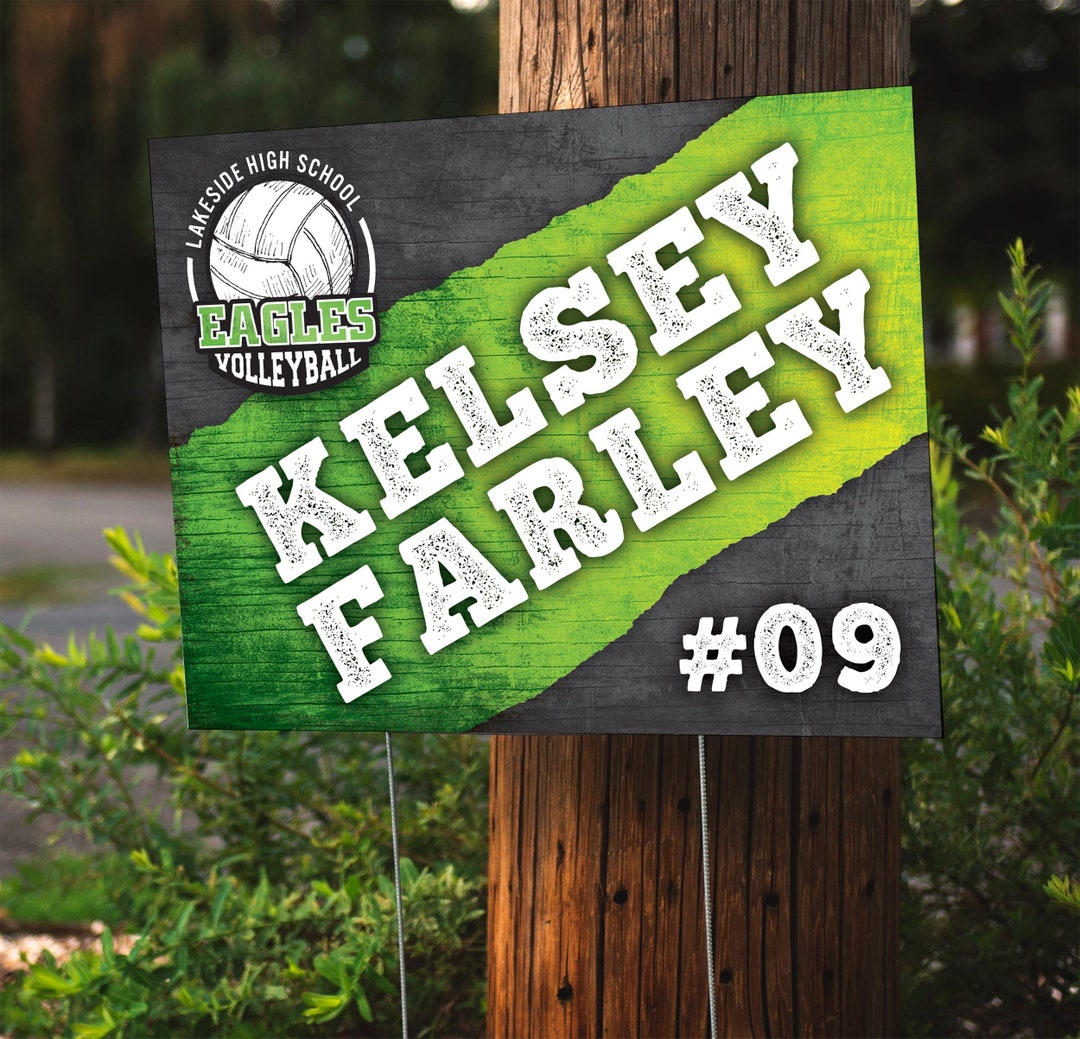 Personalized Volleyball Yard Sign: School Name & Number, Coroplast 24 ...