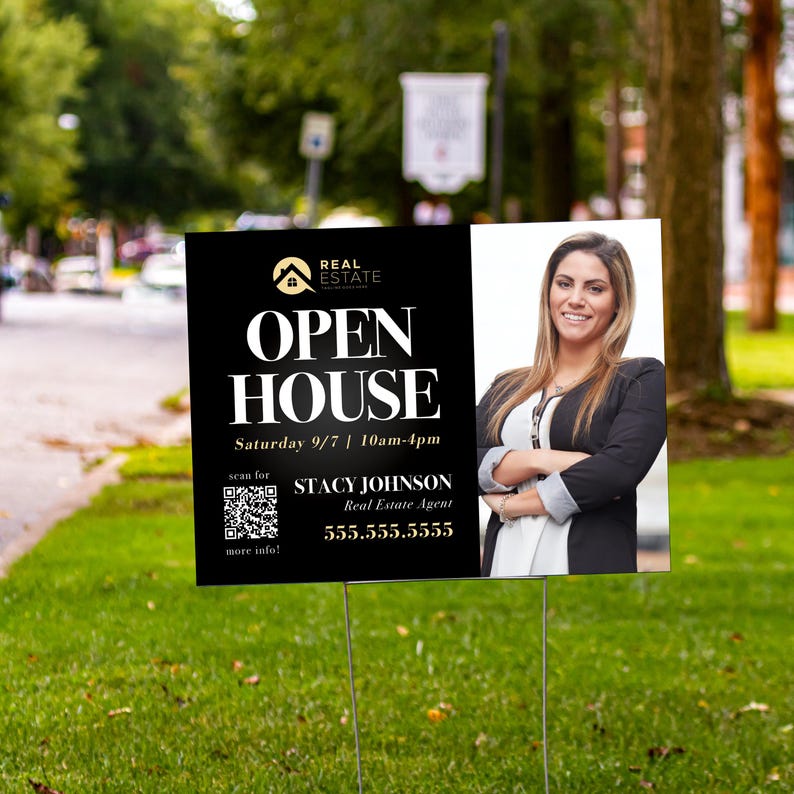 Open House Real Estate Yard Sign: 24"x18" Waterproof Corrugated Plastic ...