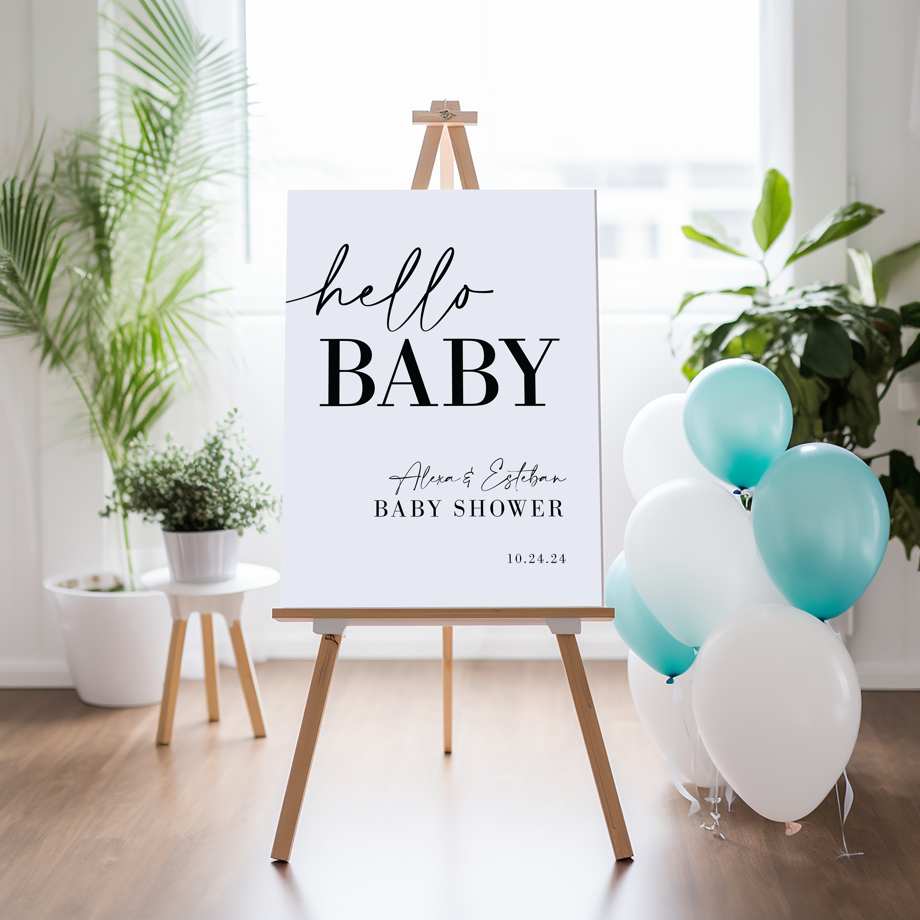 Hello Baby Minimalistic Baby Shower Welcome Sign Gender Neutral Shower ...