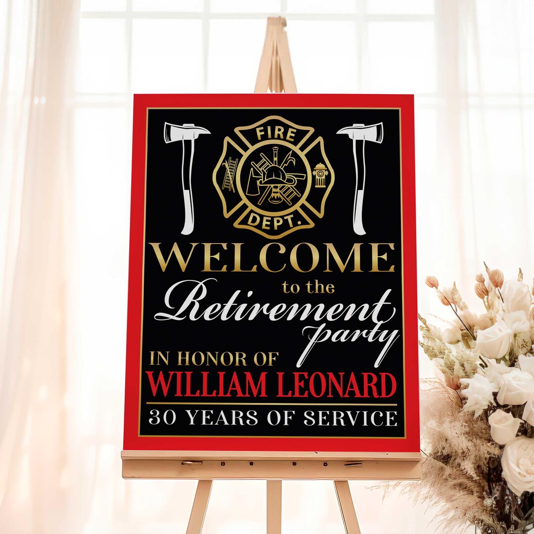 Personalized Firefighter Retirement Welcome Sign: Ceremony Display ...