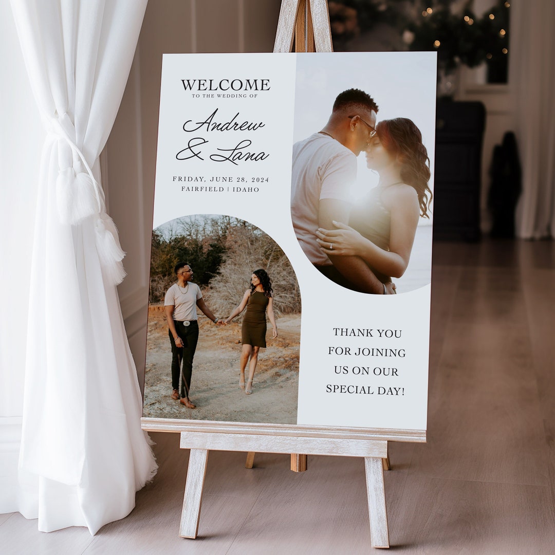 Welcome to Our Wedding - 2 Photo Welcome Sign, Custom Welcome to the ...