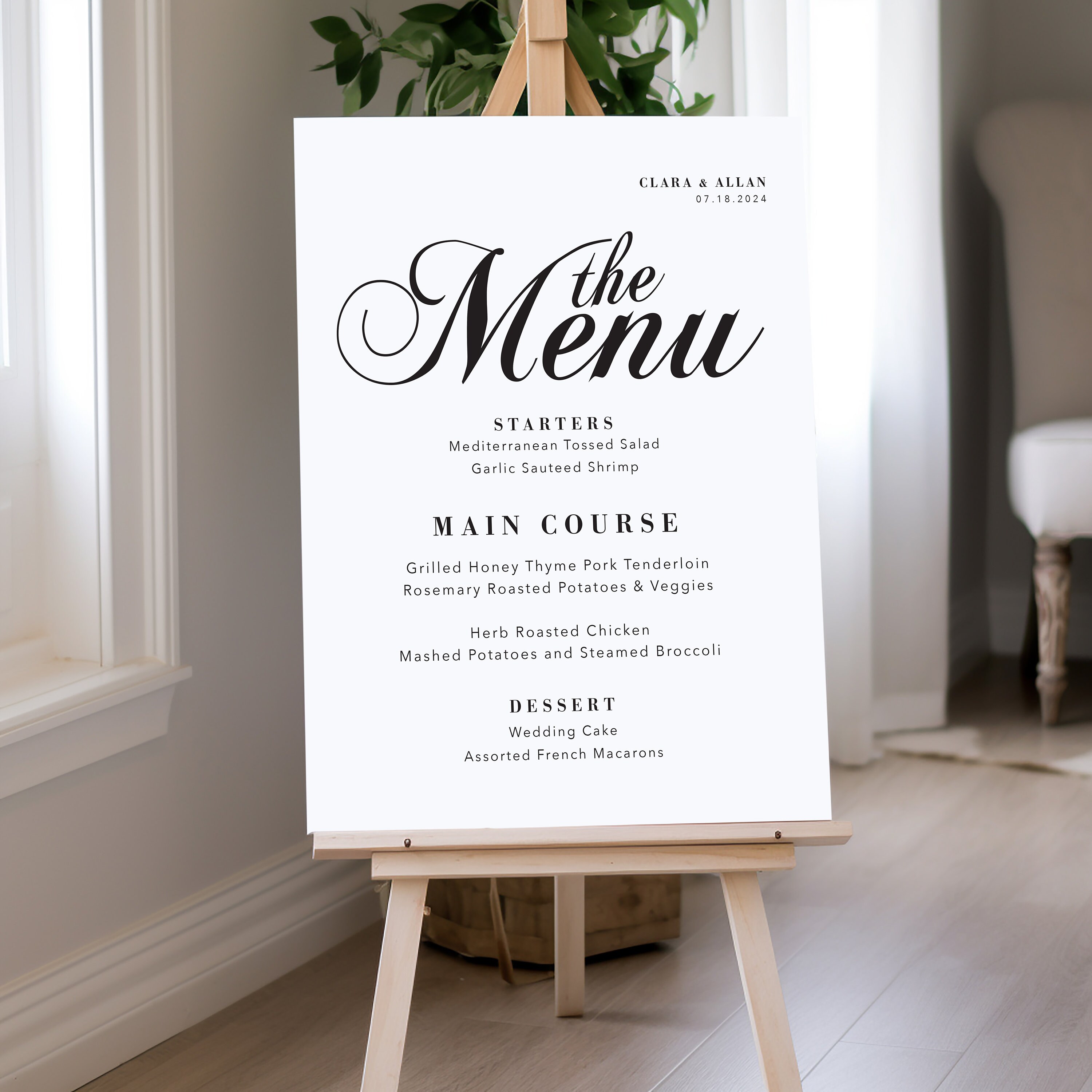 Wedding Dinner Menu Signs, Custom Dinner Party Menus, Couple's Wedding ...