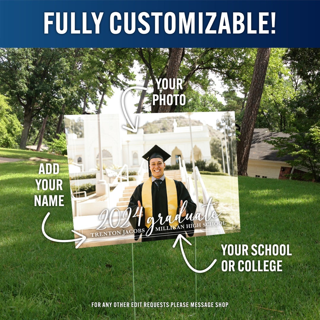 2025 Graduate Senior Yard Sign - Custom 24''x18'' Photo Coroplast With ...