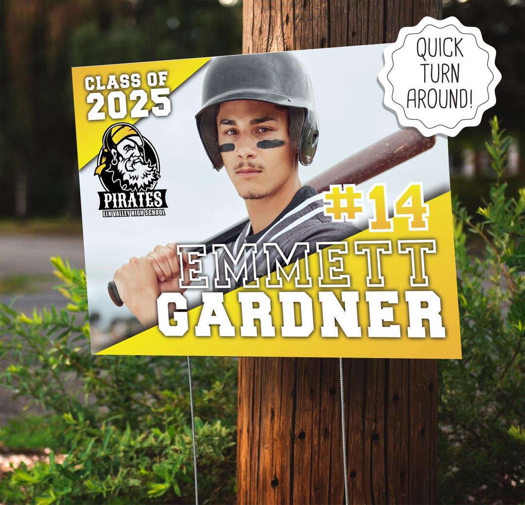 Baseball Yard Sign - Custom Sports Yard Sign, Senior Baseball Photo ...