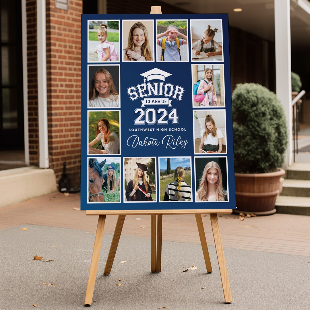 12 Photo Graduation Collage Grad Welcome Sign, Class of 2025 High ...
