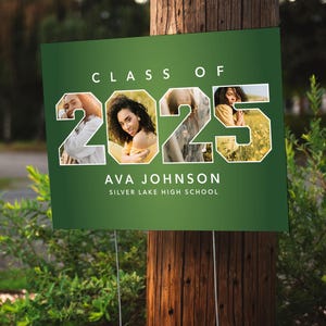 Custom Senior Yard Sign Collage - 24"x18'' Coroplast Yard Sign With H ...
