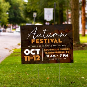 Autumn Festival Promotional Yard Sign, 24''x18'' Coroplast Yard Sign W ...