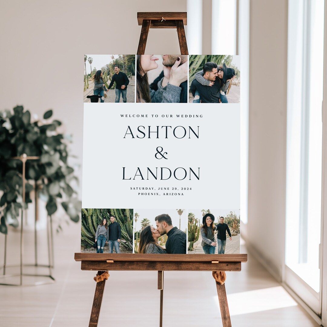 Wedding Photo Collage Welcome Sign, Custom Entrance Sign, Couple's ...