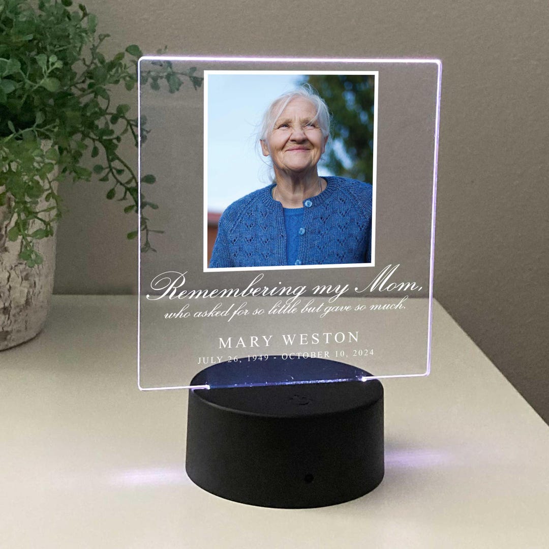 In Loving Memory Light up Table Lamp, Custom Condolence Photo LED ...