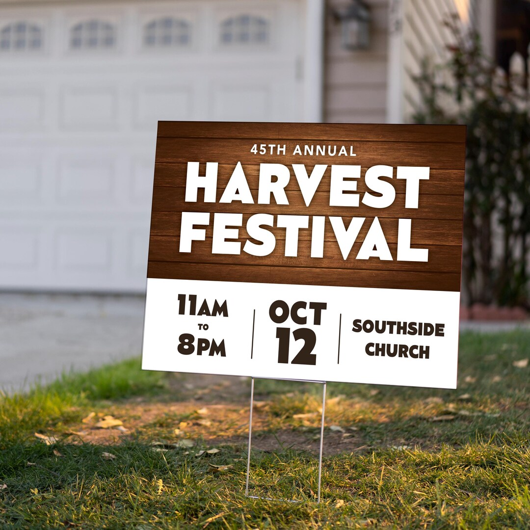 Harvest Festival Yard Sign for Outdoors, 24''x18'' Coroplast Sign W/ H ...
