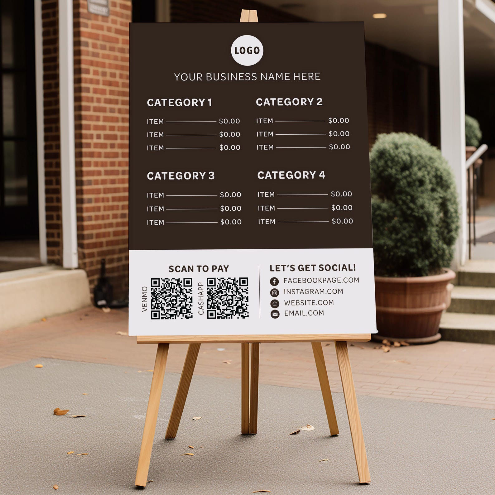 Vendor Price List & Scan to Pay Sign, Vendor Pricing Signs, Local ...