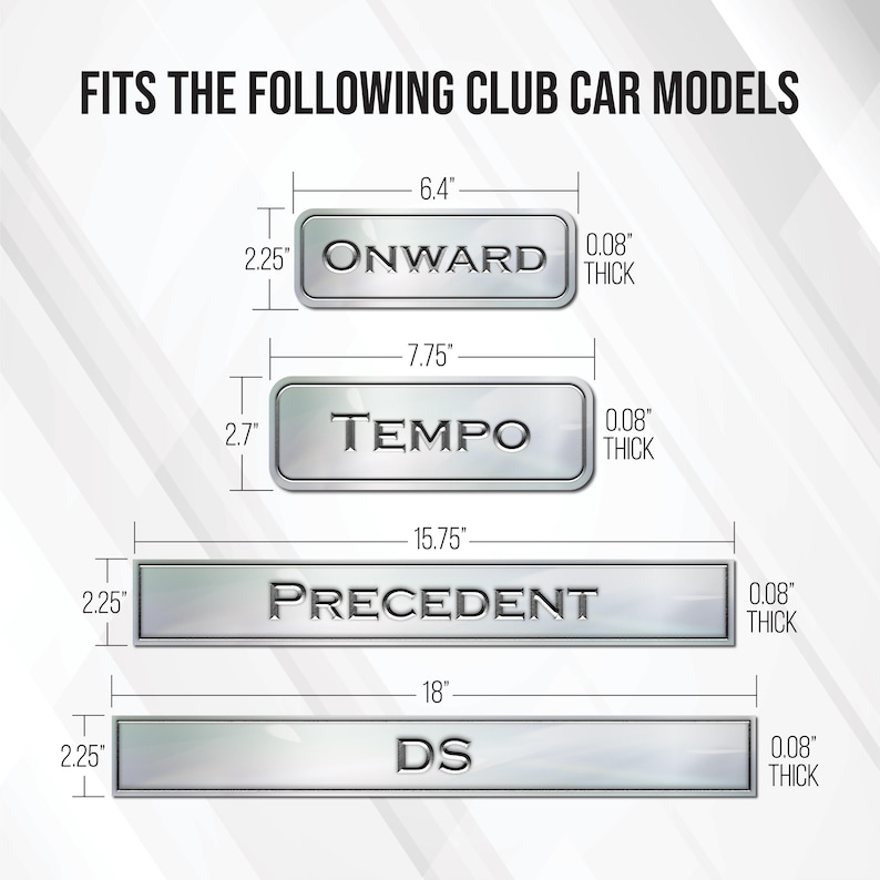 Custom Name Plate for Club Car Golf Cart, Multiple Sizes Fit Tempo ...