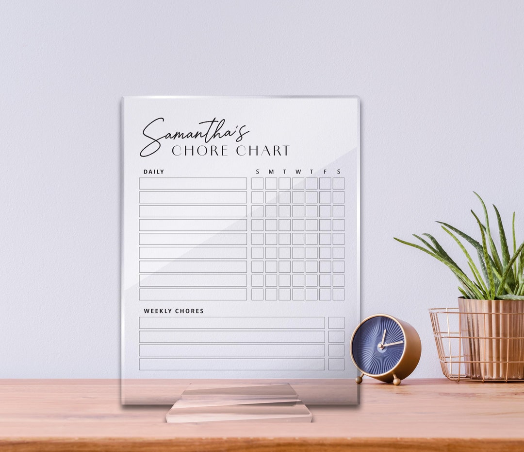 Acrylic Tabletop Chore Chart: Daily & Weekly Dry Erase Planner - Etsy
