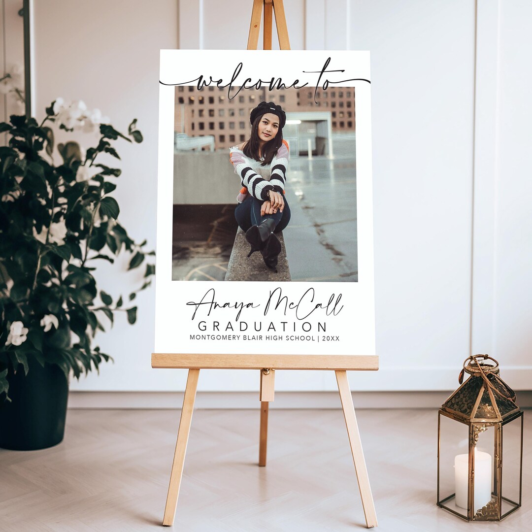 Welcome to My Graduation Party Entrance Display, Add Your Photo, School ...