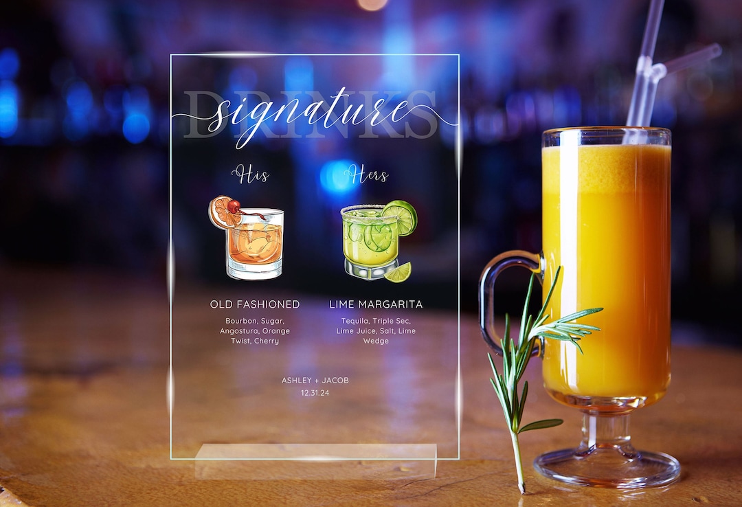 Acrylic Table Stand, Wedding Bar Sign, Personalized Acrylic Signature ...