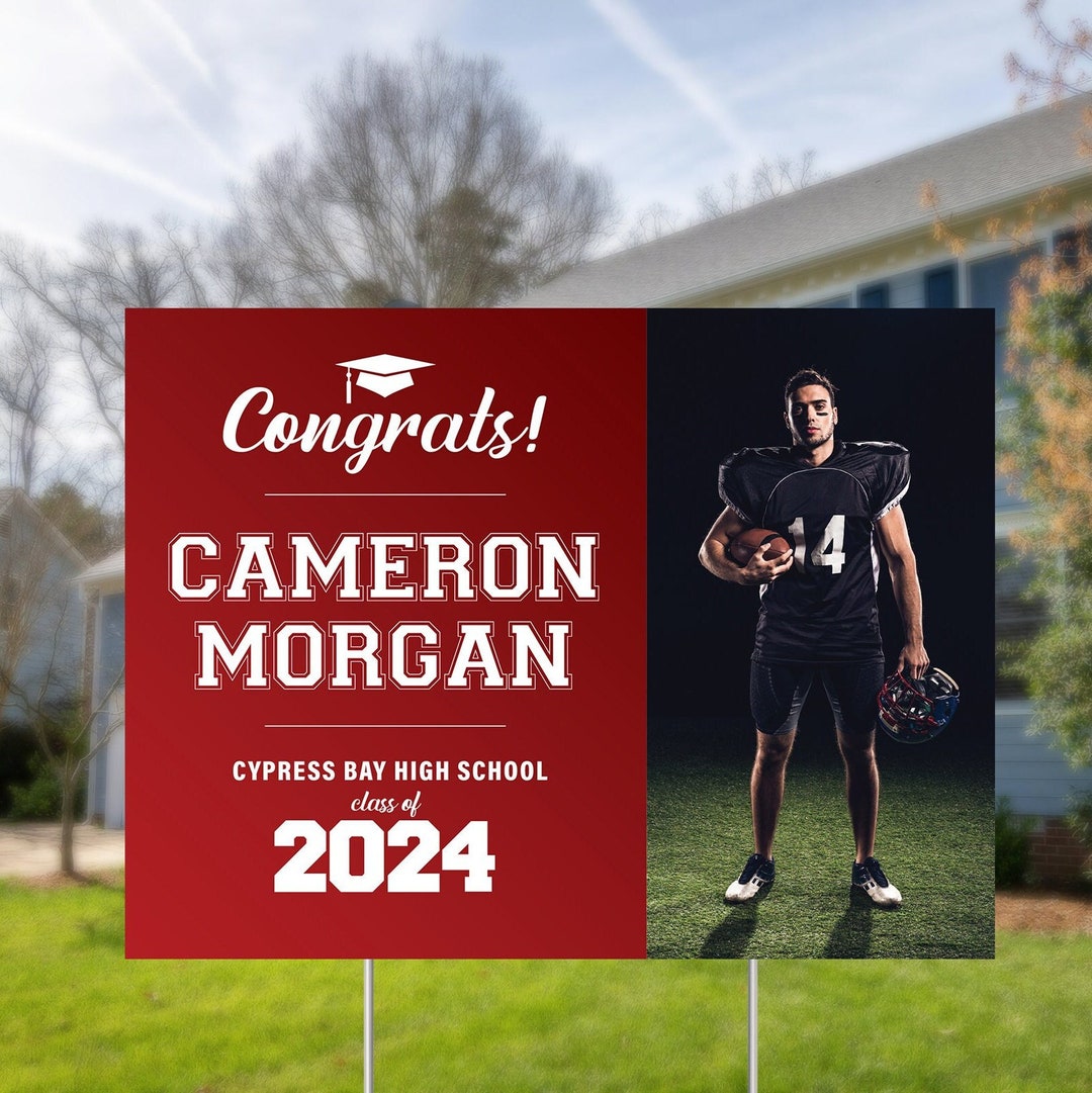 Congrats Senior Graduation Lawn Sign 24''x18'' Custom Coroplast Front ...