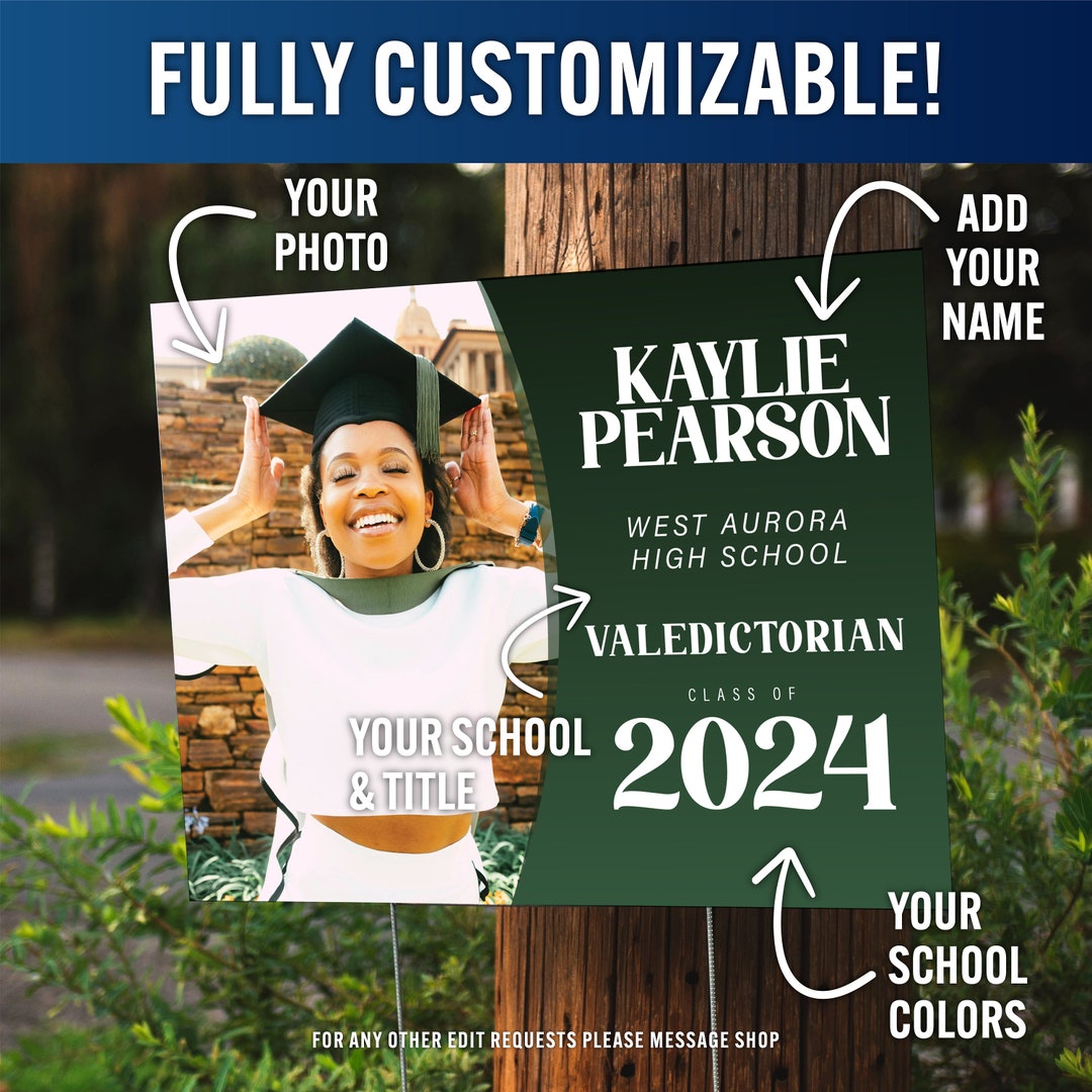 Senior Graduation Lawn Sign - 24''x18'' Custom Coroplast Front Yard ...