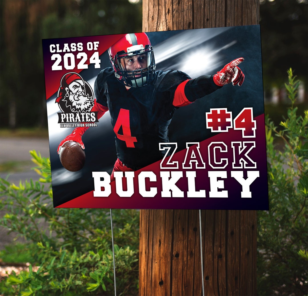 Class of 2024 Graduation Football Lawn Sign 24''x18'' Custom Coroplast ...