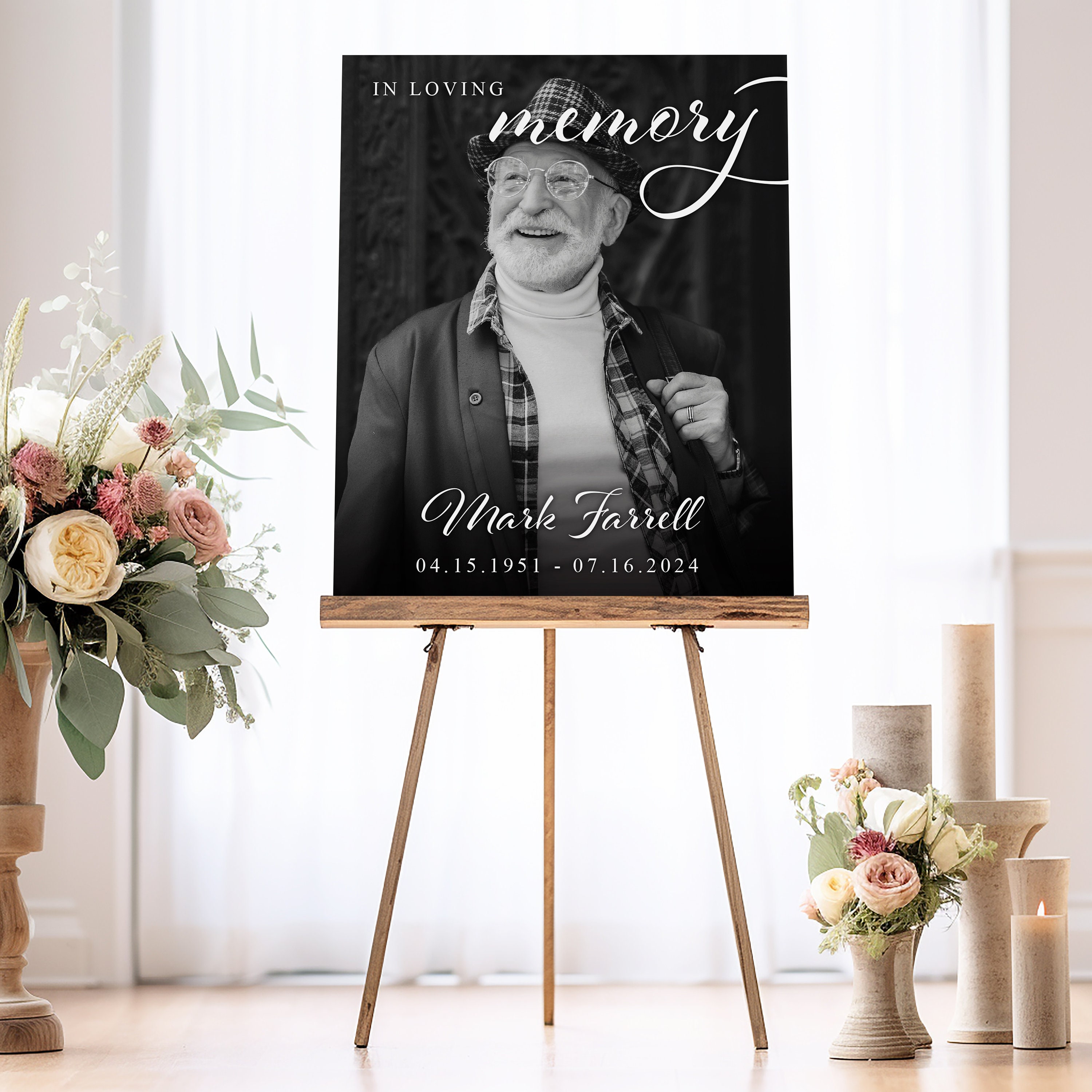 Full Photo Funeral Welcome Signage, in Loving Memory, Memorial Sign ...